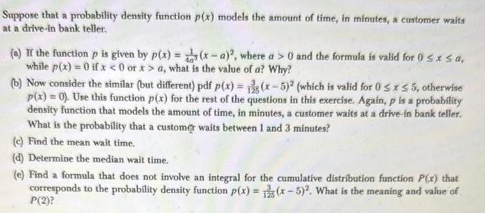 Suppose that a probability density function p(x) | Chegg.com