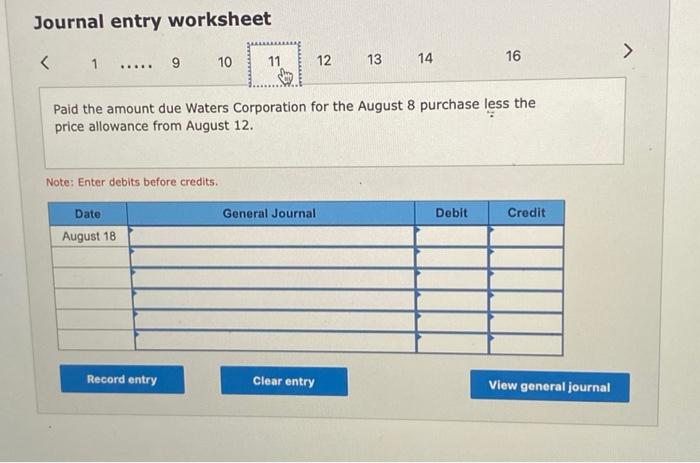Solved Journal entry worksheet Note: Enter debits before | Chegg.com