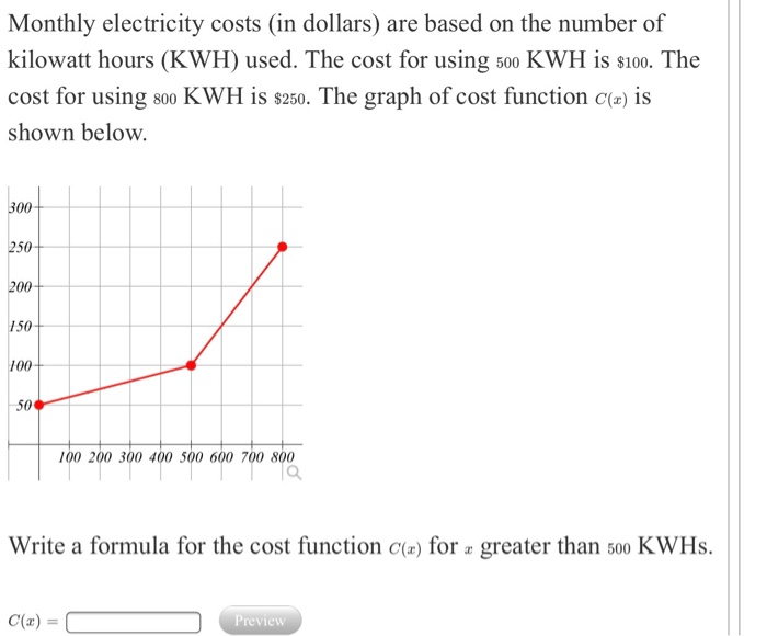 Solved Monthly electricity costs (in dollars) are based on | Chegg.com