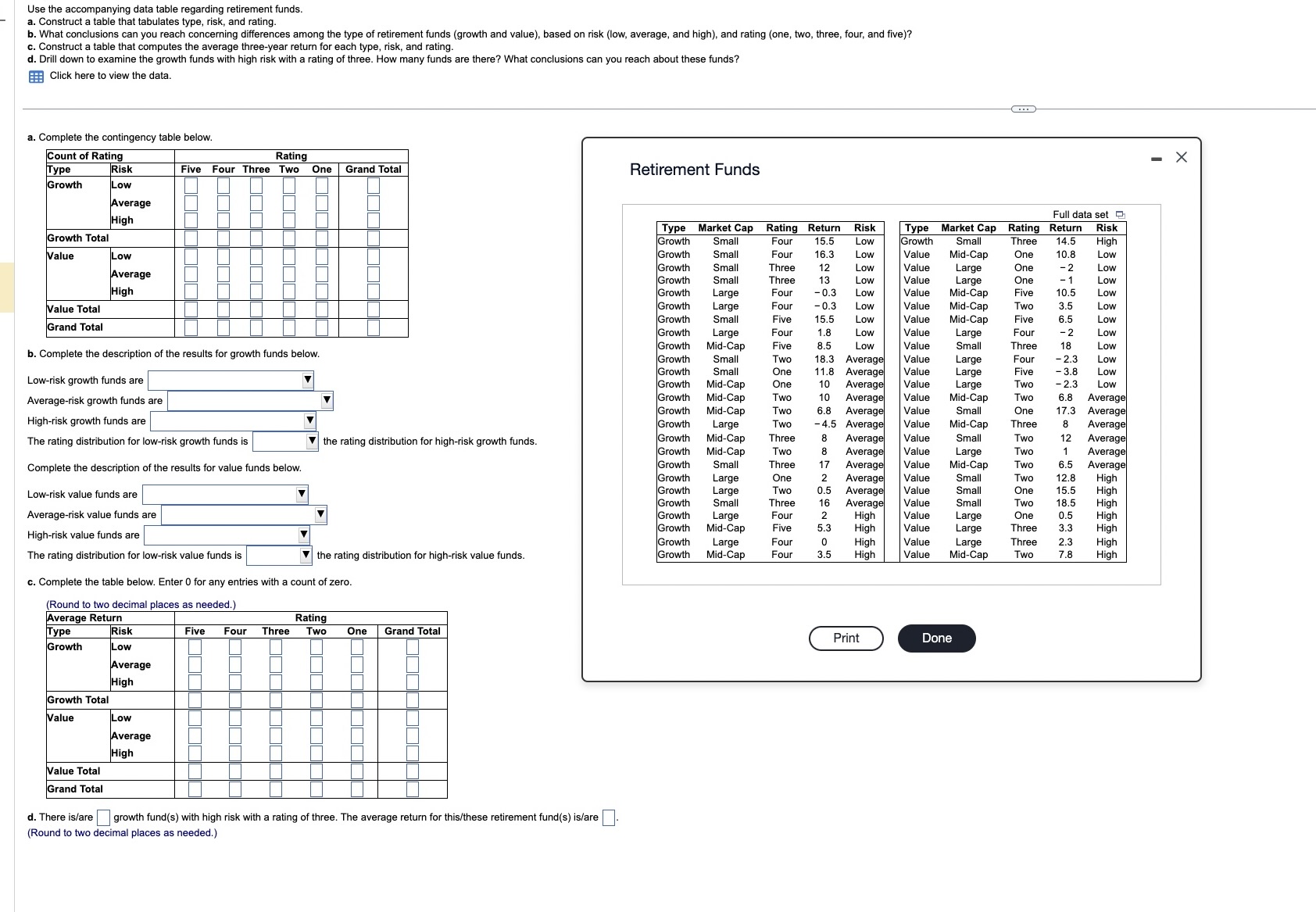 Solved Use the accompanying data table regarding retirement | Chegg.com