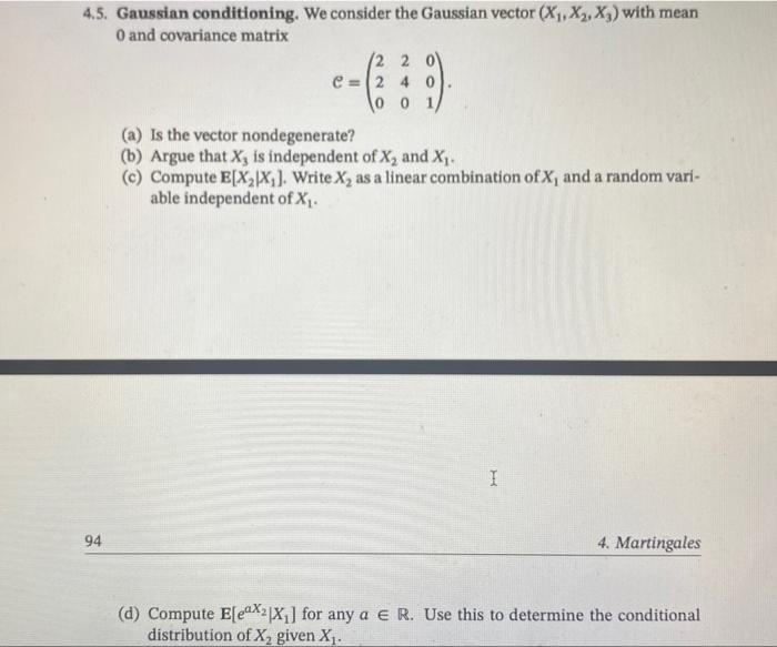 Solved 5. Gaussian conditioning. We consider the Gaussian | Chegg.com