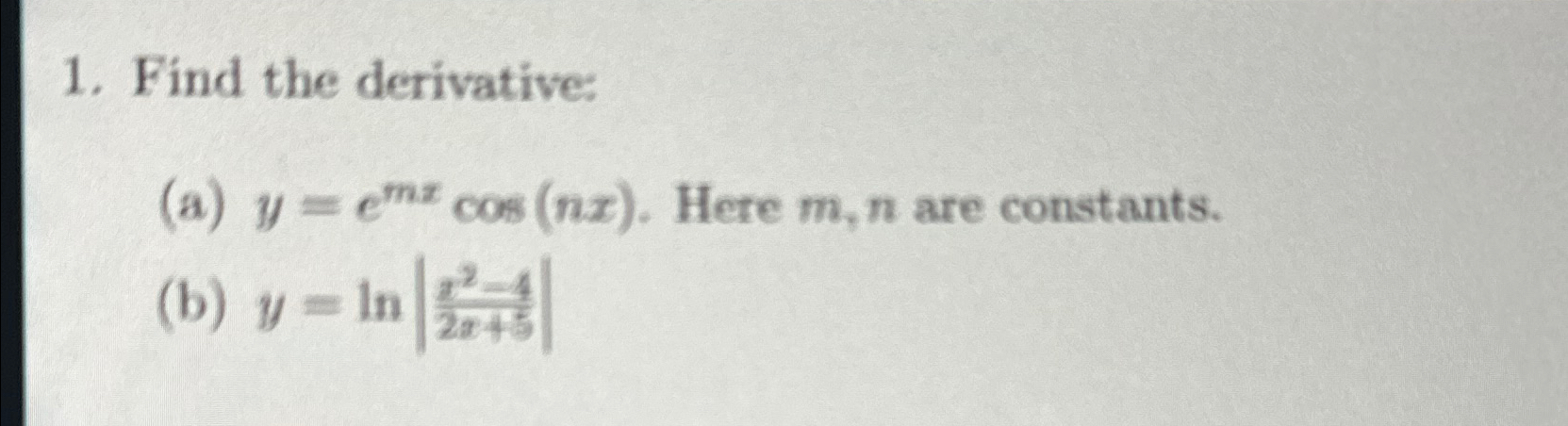 Solved Find the derivative:y=ln|x2-42x+5| | Chegg.com