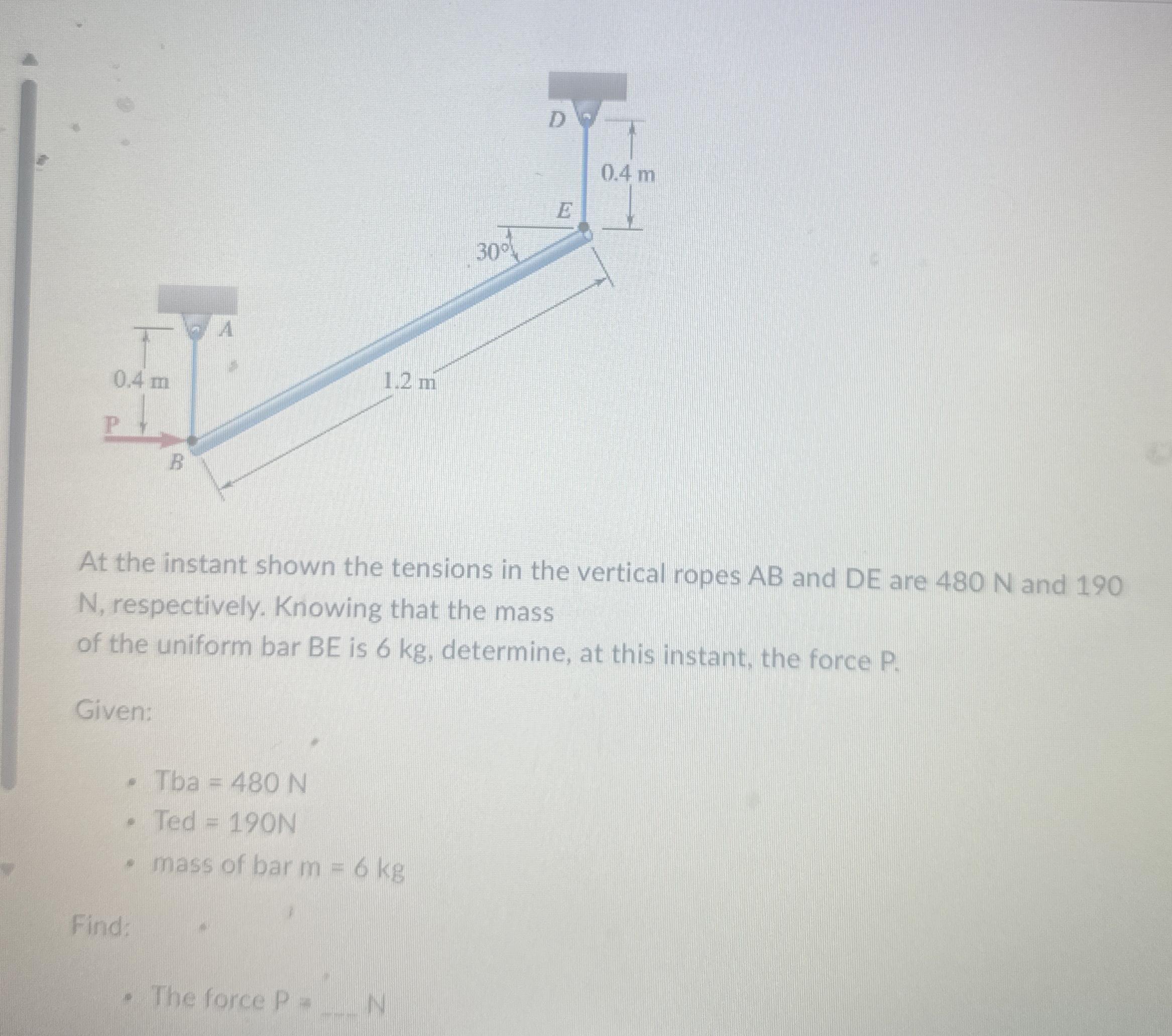 Solved At the instant shown the tensions in the vertical | Chegg.com