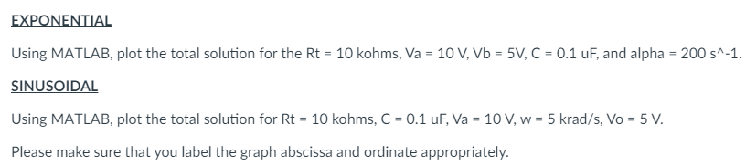 Solved EXPONENTIALUsing MATLAB, plot the total solution for | Chegg.com