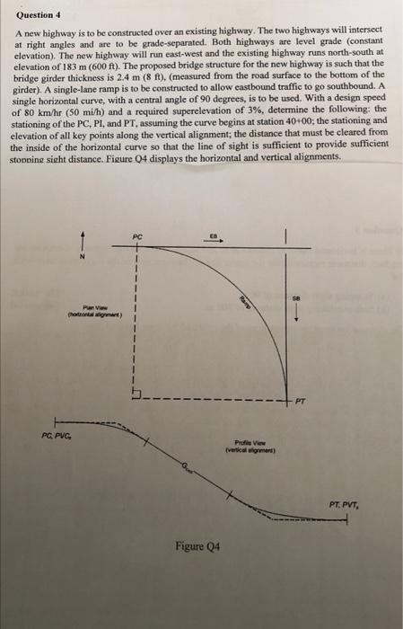 Solved Question 4 A new highway is to be constructed over an | Chegg.com