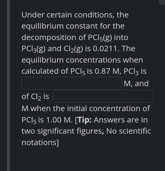 Solved Under certain conditions, the equilibrium constant | Chegg.com