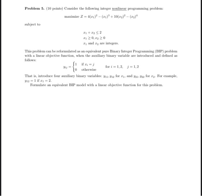 Solved Problem 5. (10 points) Consider the following integer | Chegg.com
