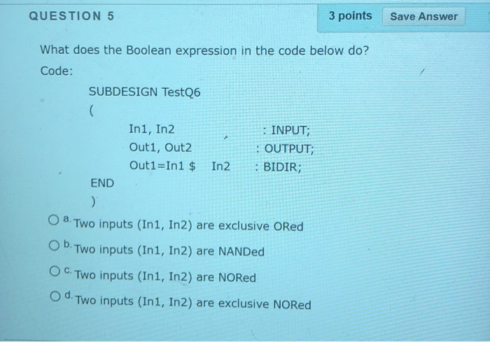 Solved Question 6 3 Points Save Answer What Is The Value Of 