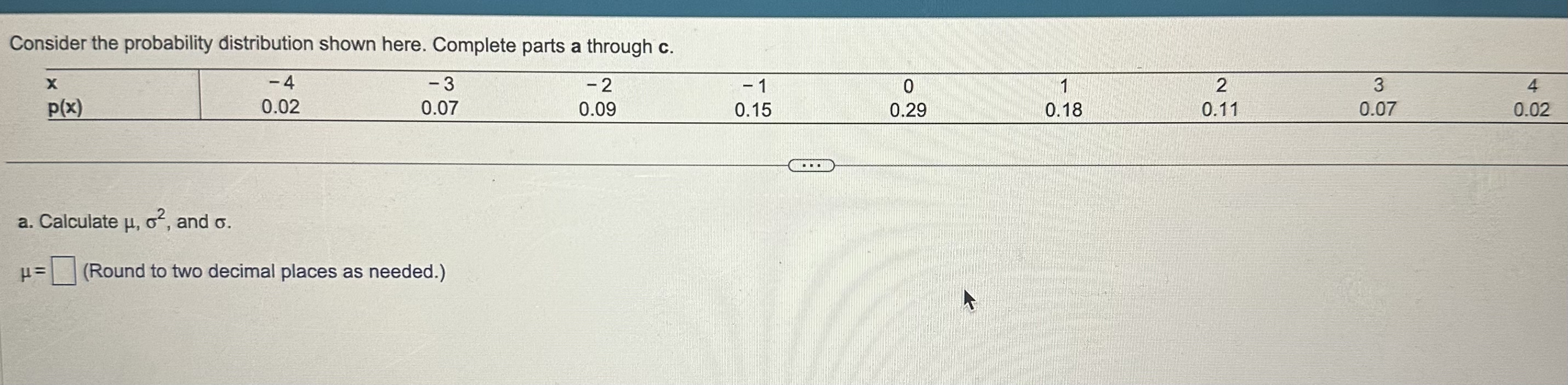 Solved Consider the probability distribution shown here. | Chegg.com