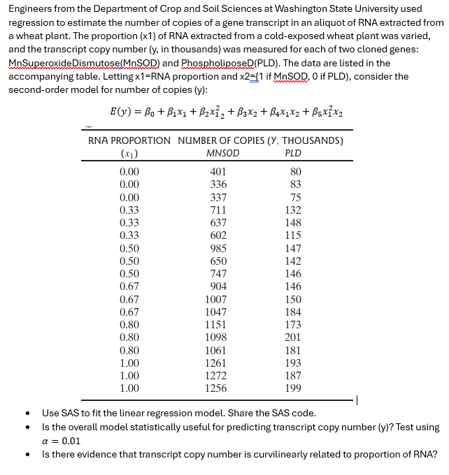 Solved Engineers from the Department of Crop and Soil | Chegg.com
