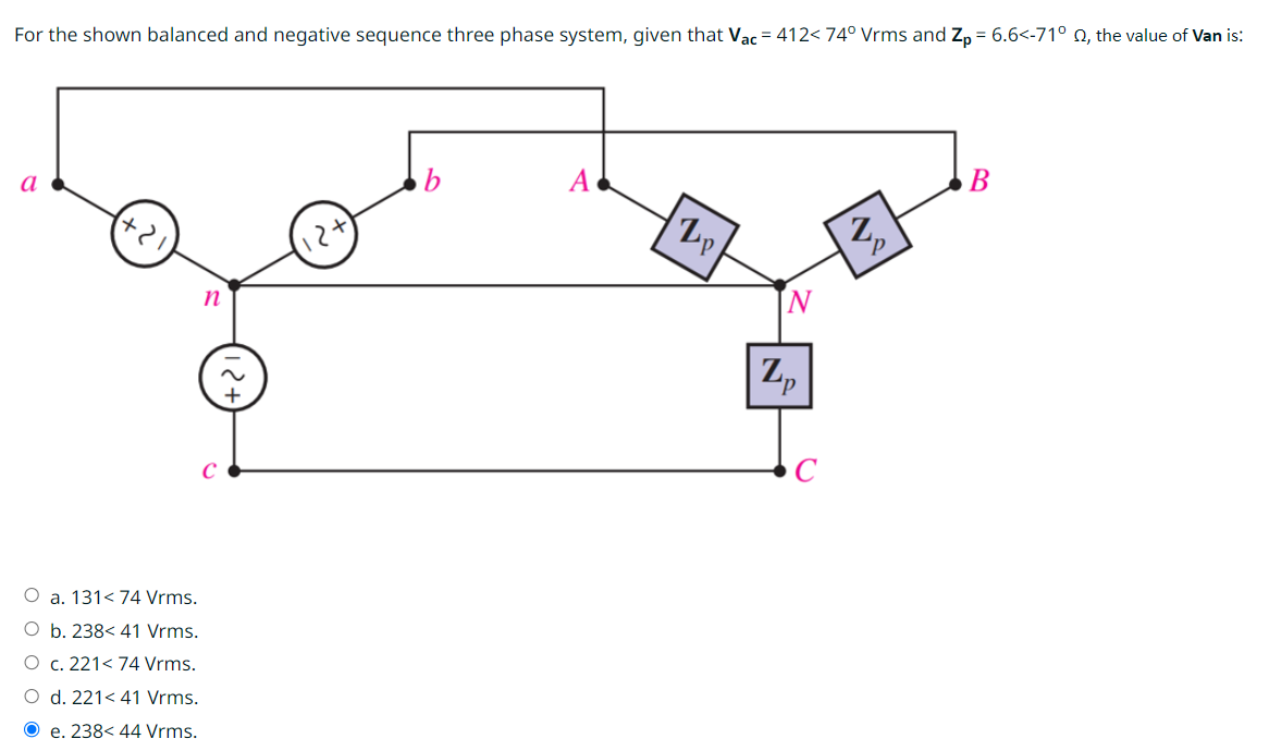Solved For the shown balanced and negative sequence three | Chegg.com