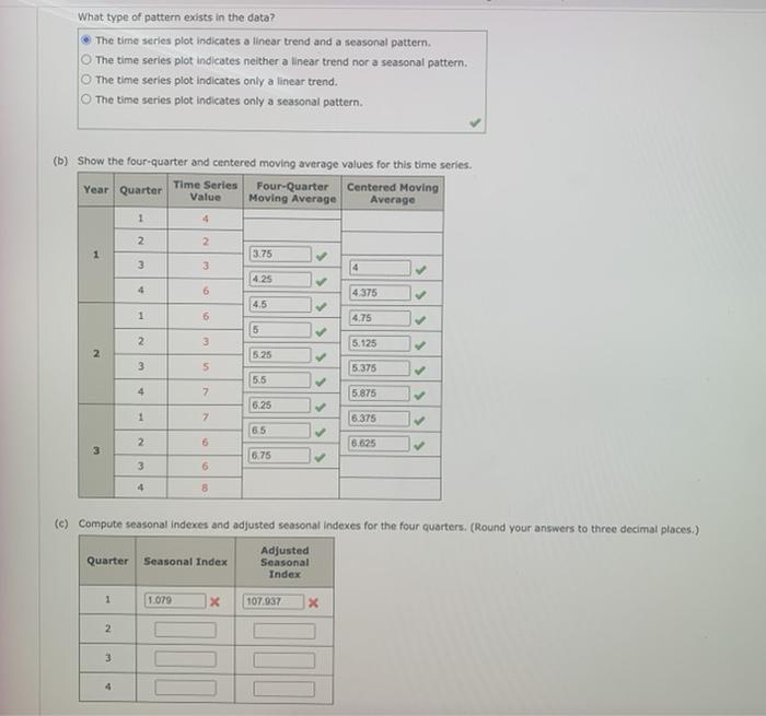 Solved What type of pattern exists in the data? The time | Chegg.com