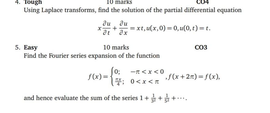 CO4 4. Tough 10 marks Using Laplace transforms, find | Chegg.com