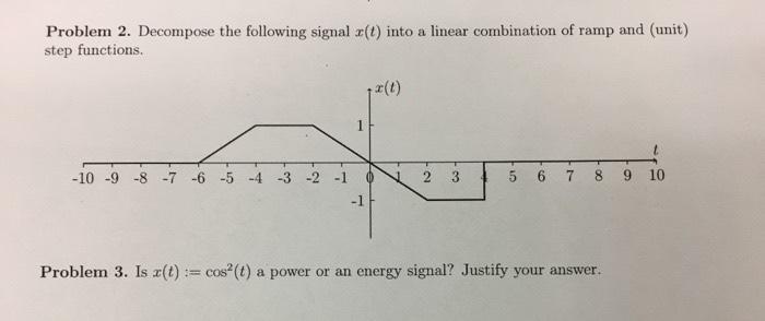 Solved Problem 2. Decompose the following signal z(t) into a | Chegg.com