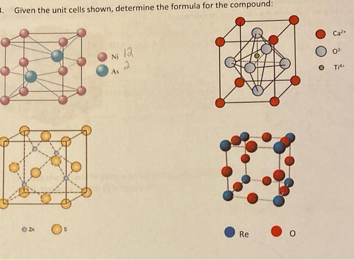 Solved 3. Given the unit cells shown, determine the formula | Chegg.com