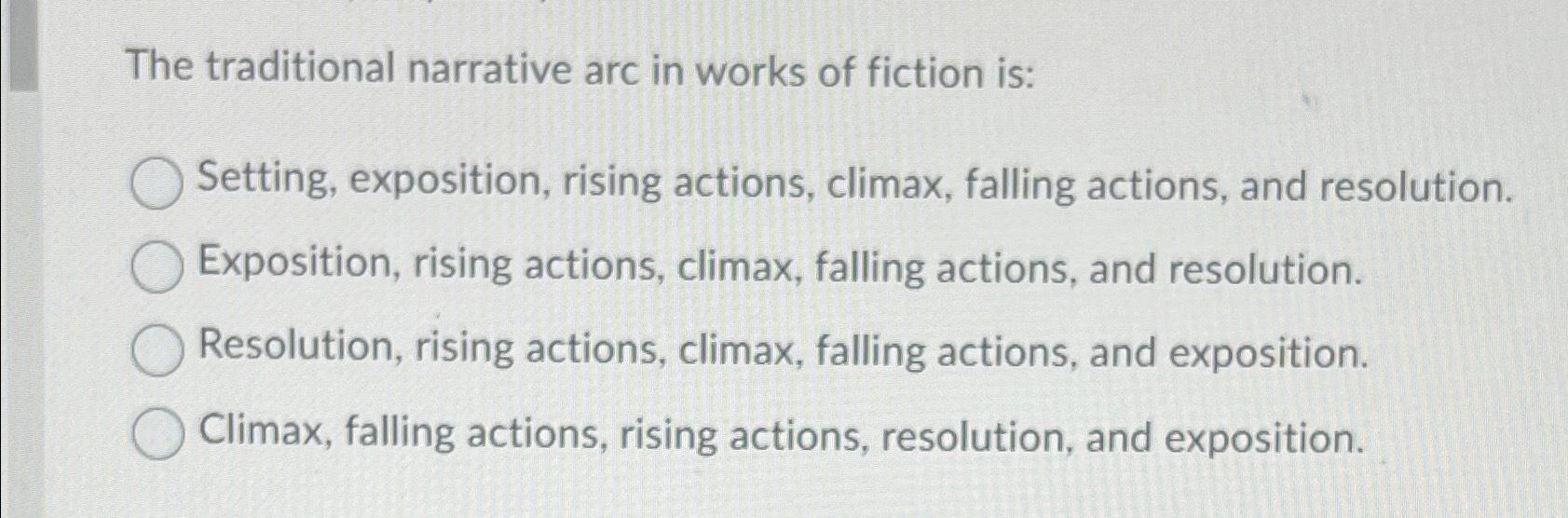 Solved The traditional narrative arc in works of fiction | Chegg.com
