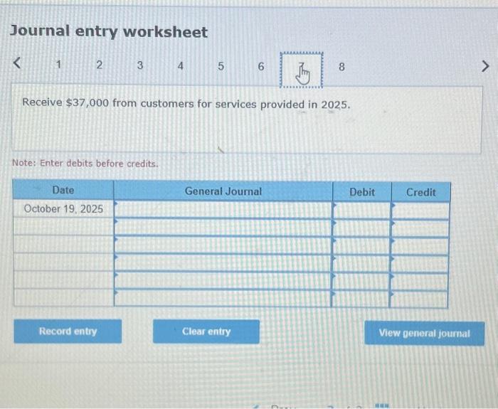 Solved Journal entry worksheet Provide services to customers | Chegg.com