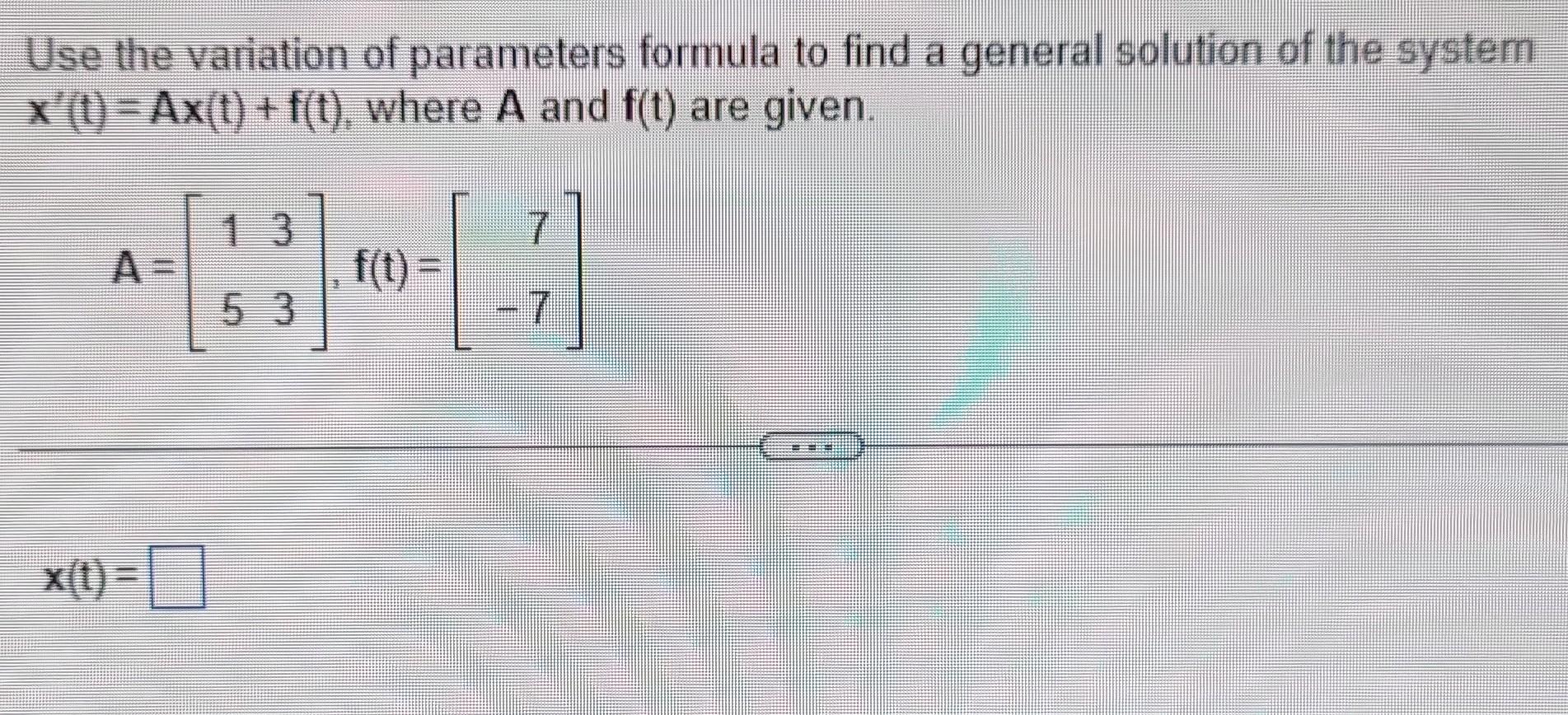 Solved Use the variation of parameters formula to find a | Chegg.com