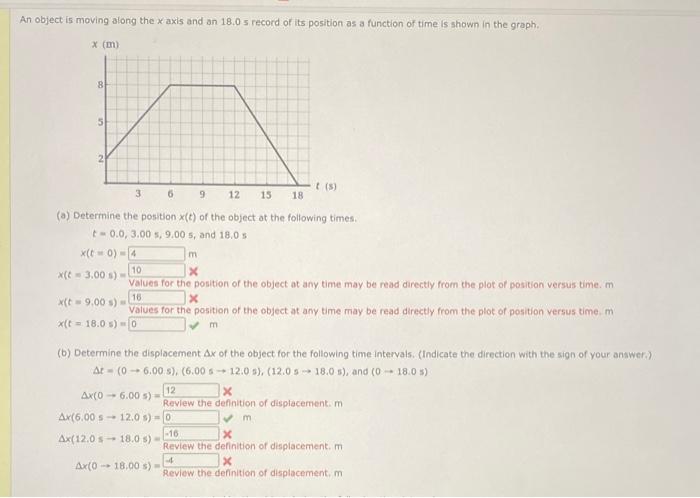 Solved An object is moving along the x axis and an 18.05 | Chegg.com