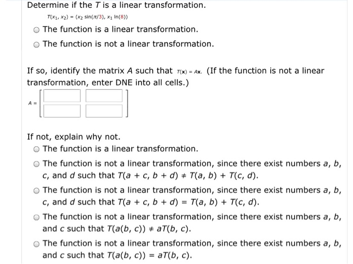 Solved Suppose That A Linear Transformation T Satisfies 6 11
