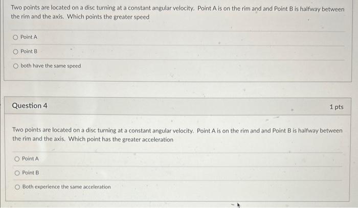 Solved Two points are located on a disc turning at a | Chegg.com