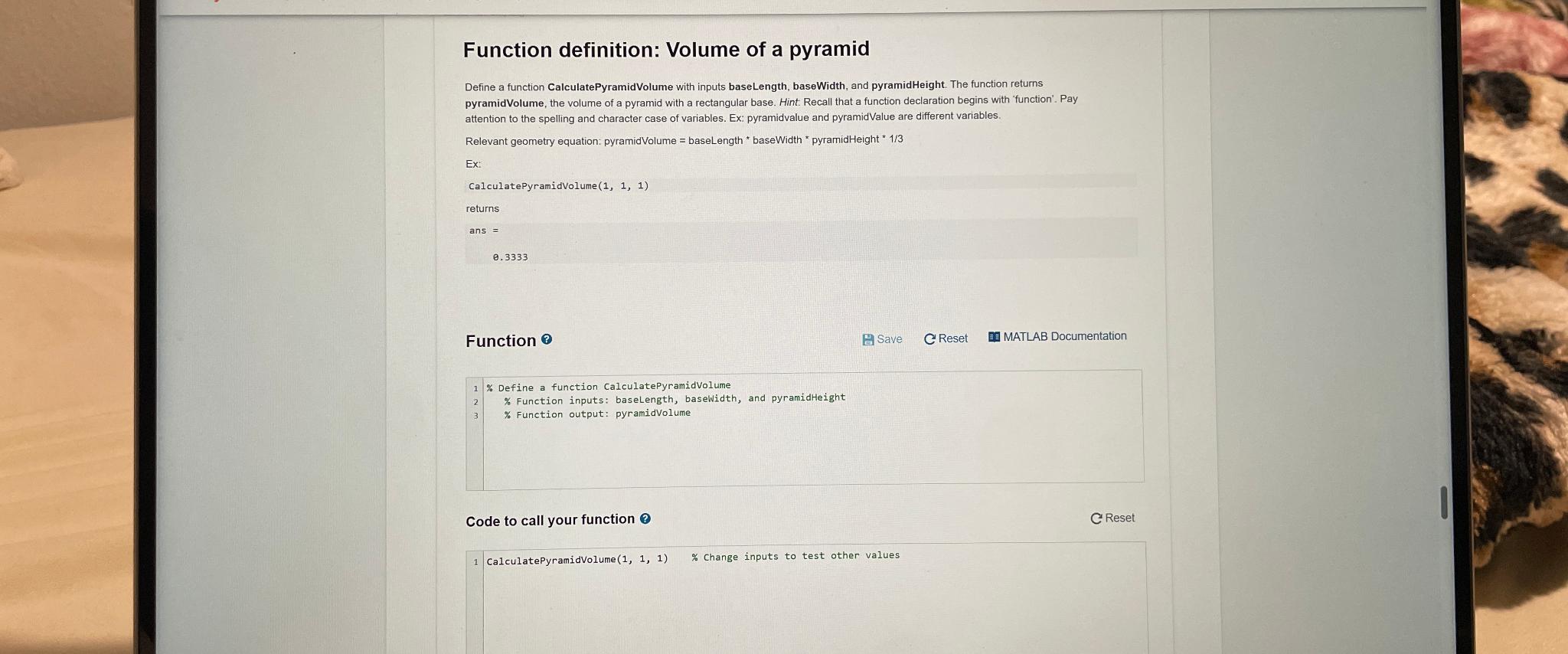 Solved Function definition: Volume of a pyramidDefine a | Chegg.com