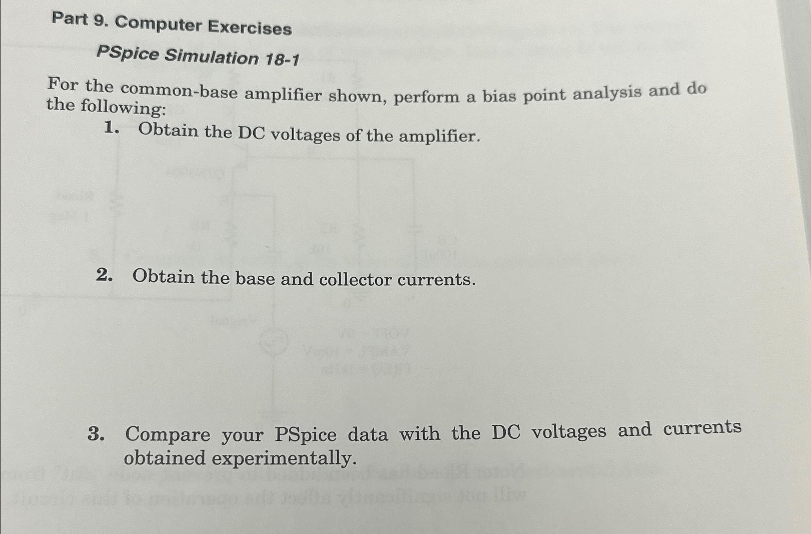 Solved Part 9. ﻿Computer ExercisesPSpice Simulation 18-1For | Chegg.com