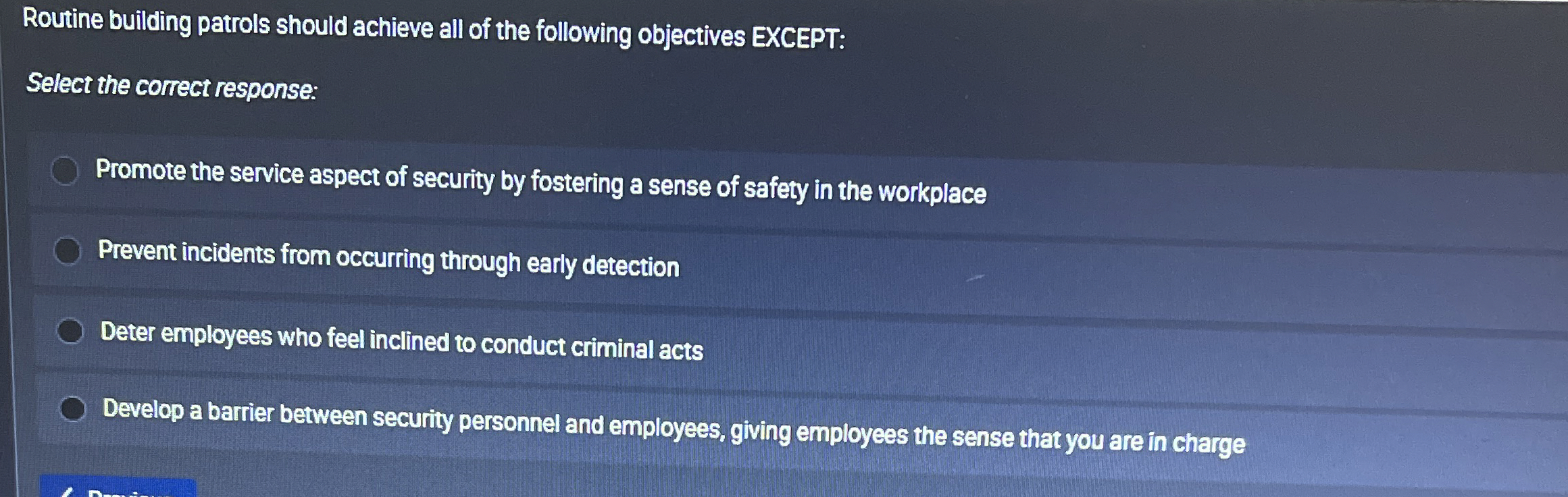 Solved Routine building patrols should achieve all of the | Chegg.com