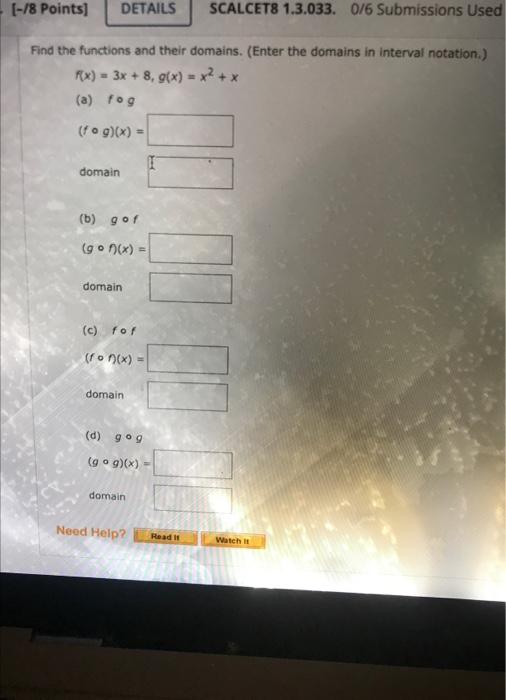 Solved Find the functions and their domains. (Enter the | Chegg.com