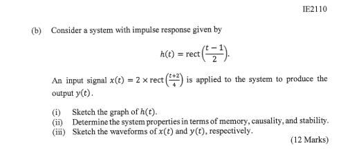 Solved (b) ﻿Consider a system with impulse response given | Chegg.com