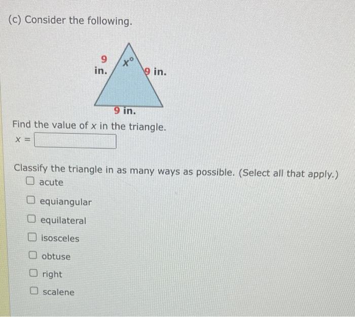 Solved (b) Consider the following. Find the value of x in | Chegg.com