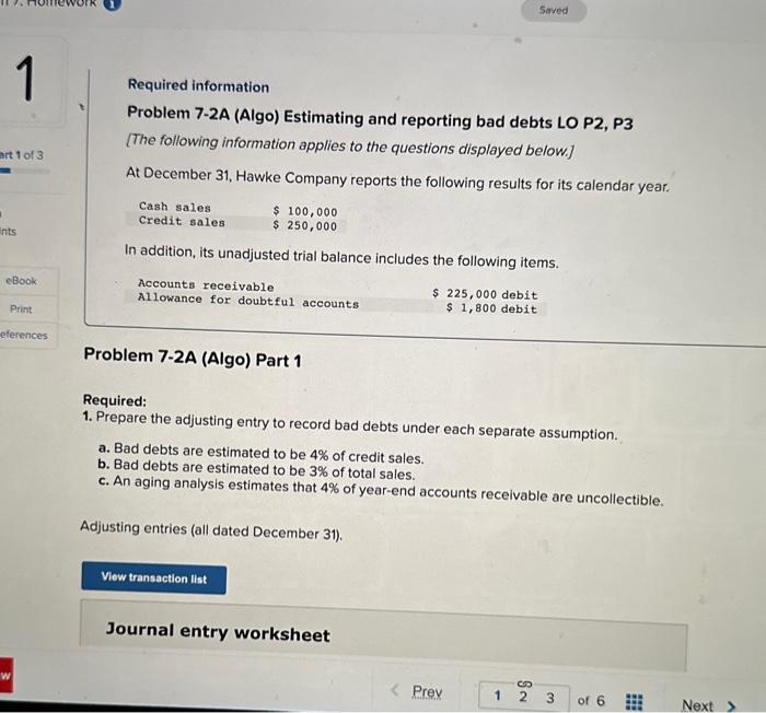 Solved Required information Problem 7-2A (Algo) Estimating | Chegg.com