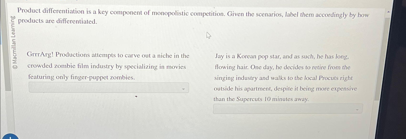 Solved Product differentiation is a key component of | Chegg.com