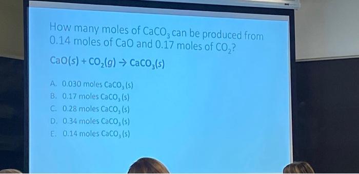 Solved How many moles of CaCO3 can be produced from 0.14 | Chegg.com