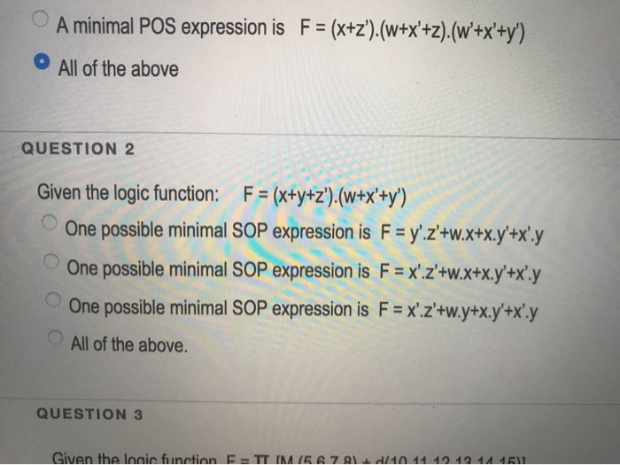 Solved One possible minimal SOP expression is F = | Chegg.com