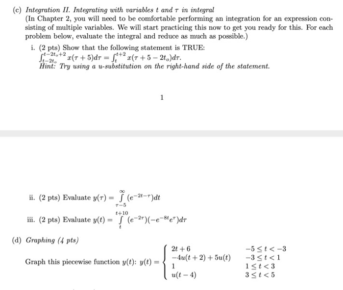 Solved (c) Integration II. Integrating with variables t and | Chegg.com