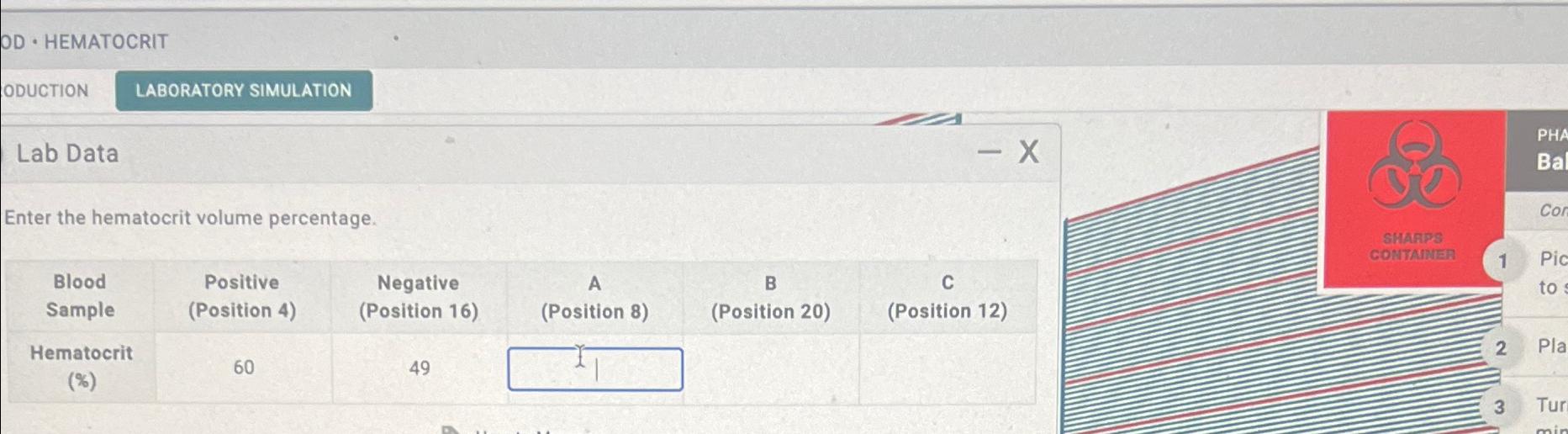 Solved OD * ﻿HEMATOCRITODUCTIONLab DataEnter the hematocrit | Chegg.com