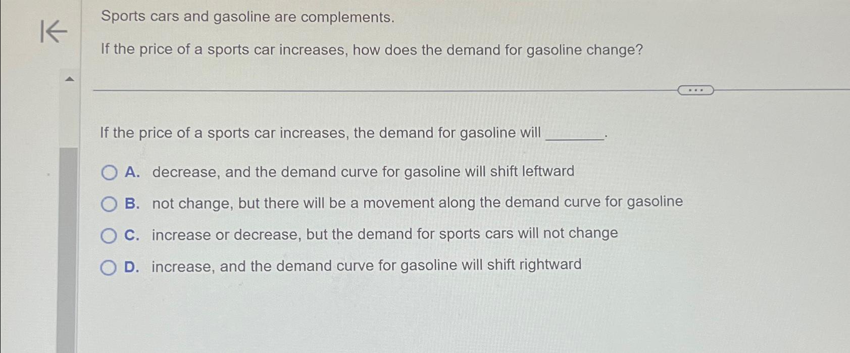 Solved Sports cars and gasoline are complements.If the price | Chegg.com