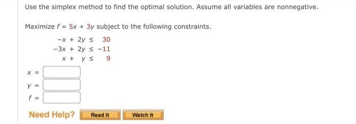 Solved Use the simplex method to find the optimal solution. | Chegg.com