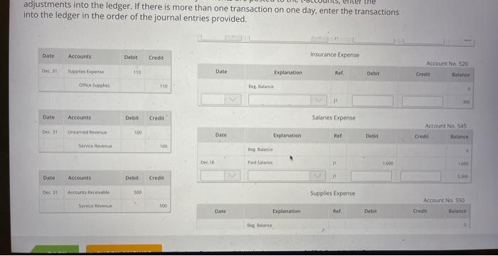 Solved PART 6: Post Adjusting Entries Post all adjusting | Chegg.com