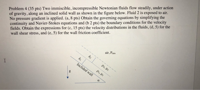 Solved Problem 4 (35 pts) Two immiscible, incompressible | Chegg.com