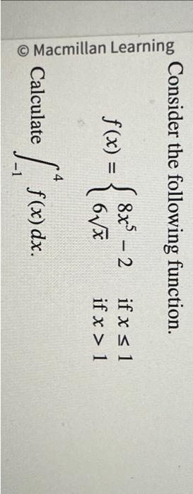 Solved Consider the following function. f(x) = 8x5-2 6√x | Chegg.com