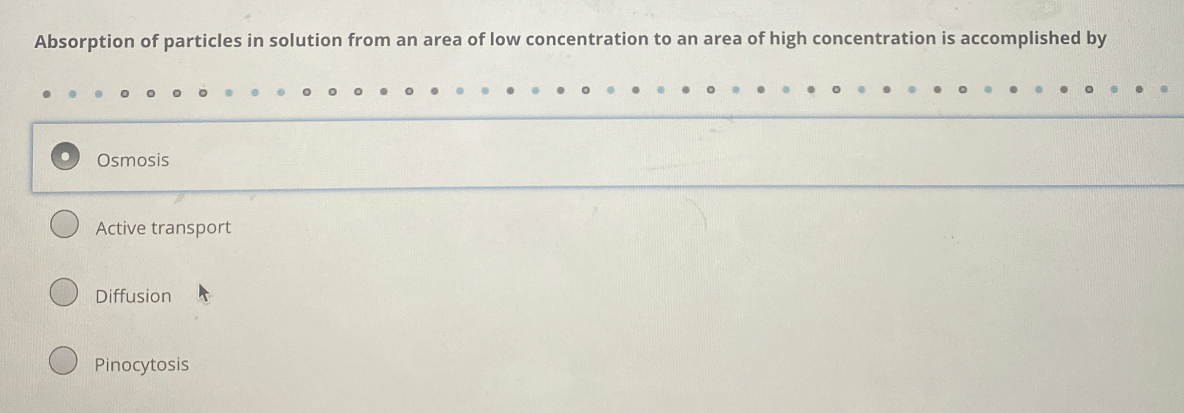 Solved Absorption of particles in solution from an area of | Chegg.com