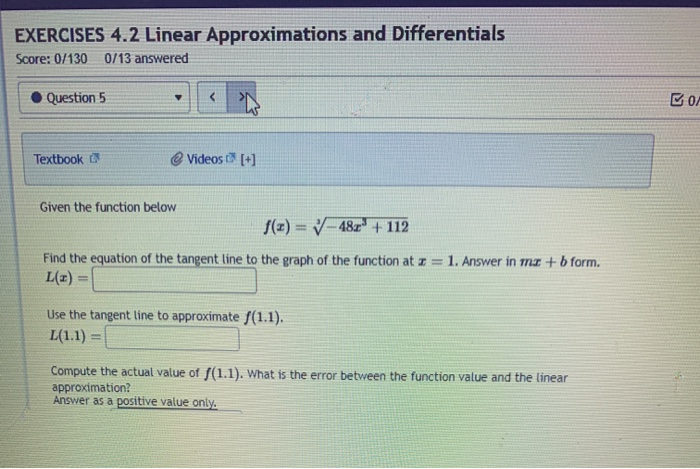 Solved EXERCISES 4.2 Linear Approximations and Differentials | Chegg.com