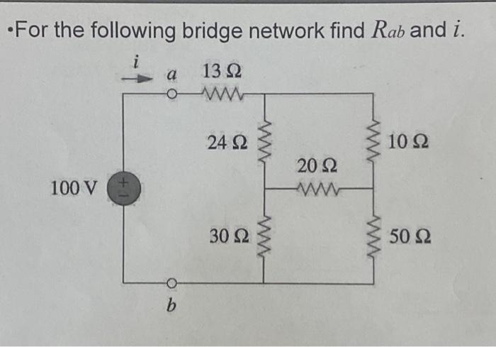 Solved -For the following bridge network find Rab and i. | Chegg.com
