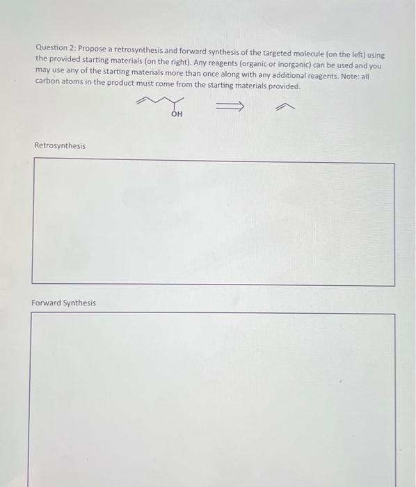 Solved Question 2: Propose a retrosynthesis and forward | Chegg.com