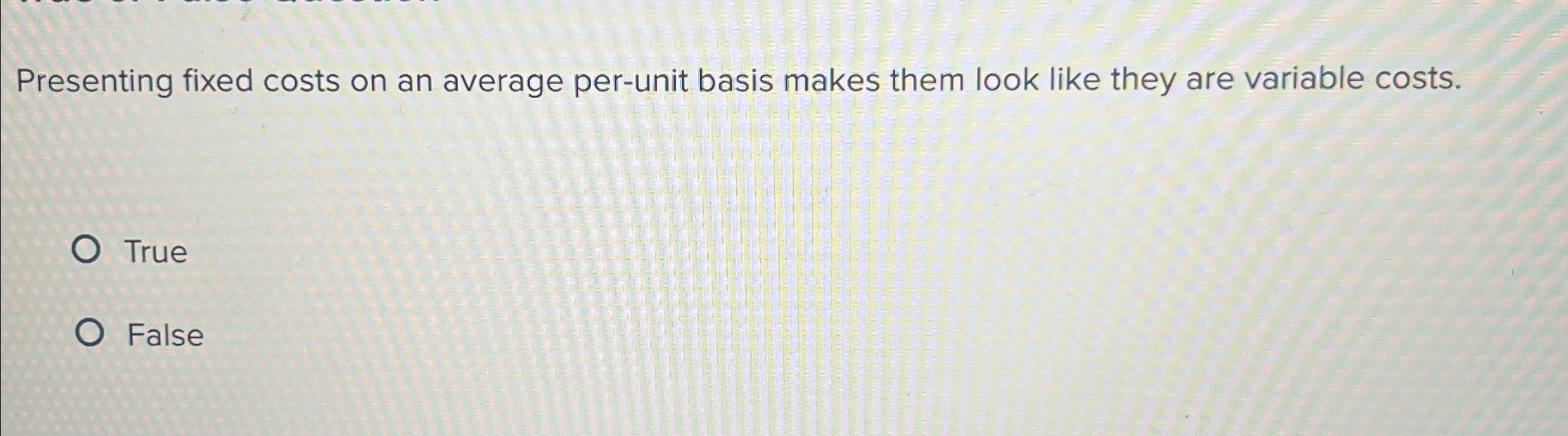 Solved Presenting fixed costs on an average per-unit basis | Chegg.com