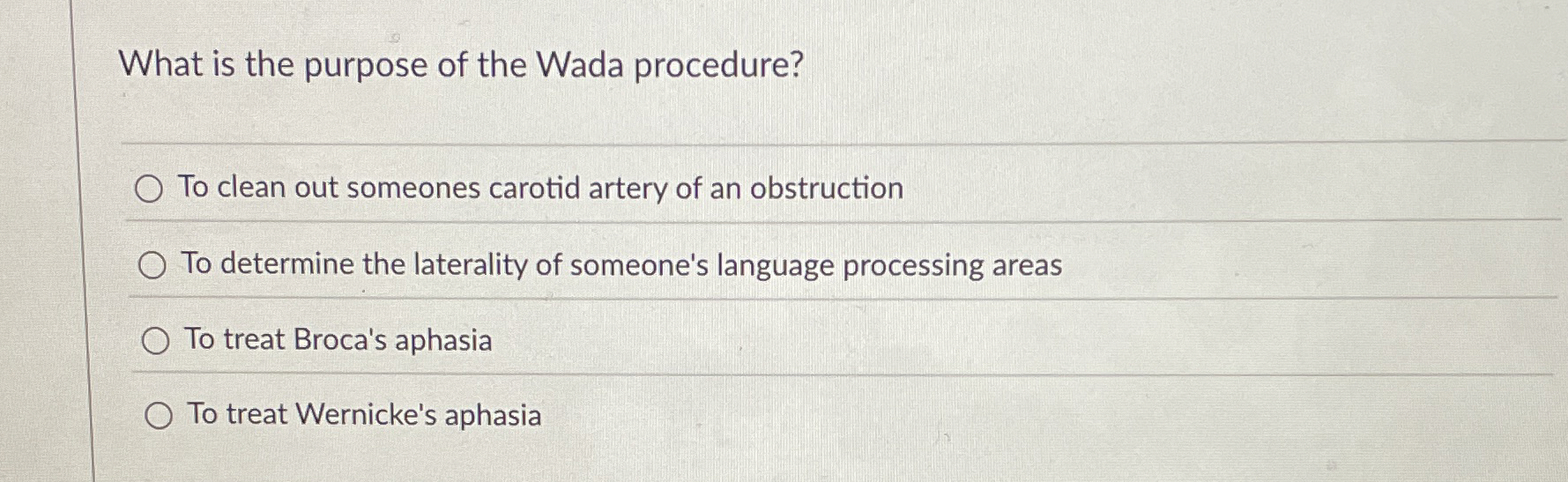 Solved What is the purpose of the Wada procedure?q,To clean | Chegg.com