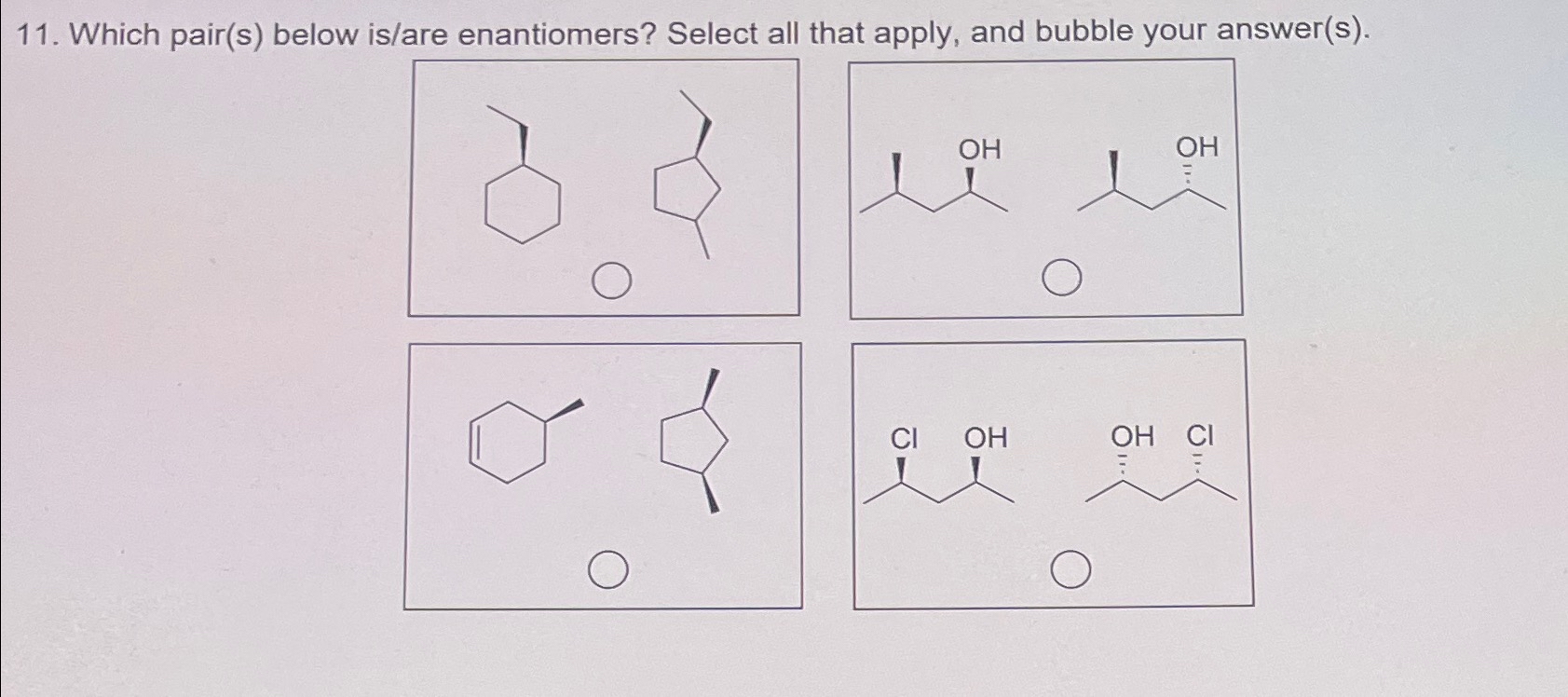 Solved Which pair(s) ﻿below is/are enantiomers? Select all | Chegg.com