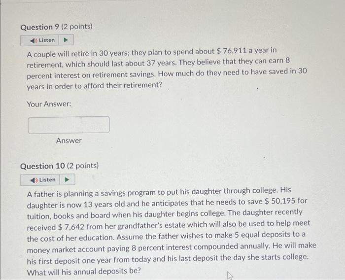 Solved A couple will retire in 30 years; they plan to spend | Chegg.com